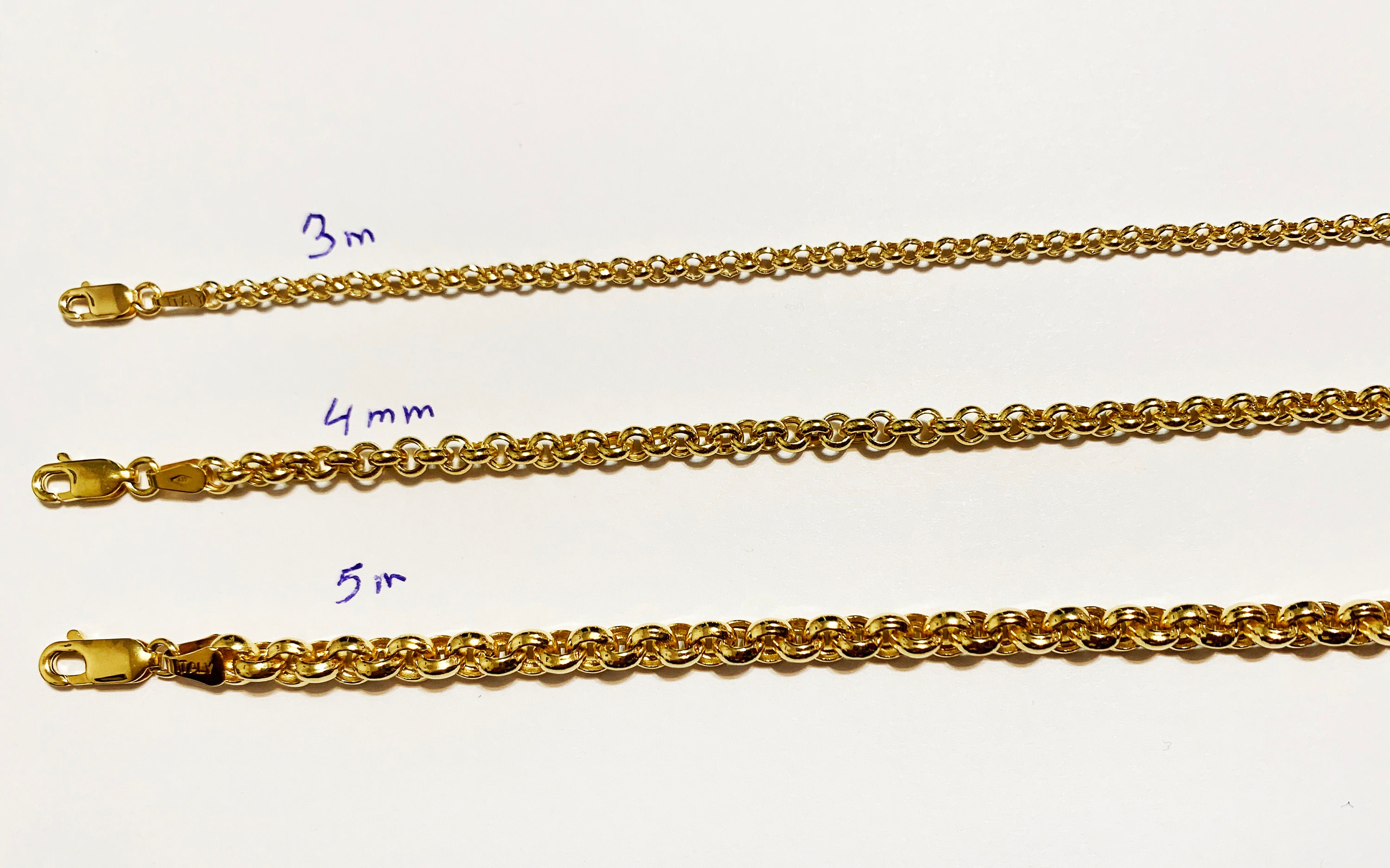 10k Solid Yellow Gold(3mm/4mm/5mm)trendy Hollow Rolo Chain(up to 28 ...
