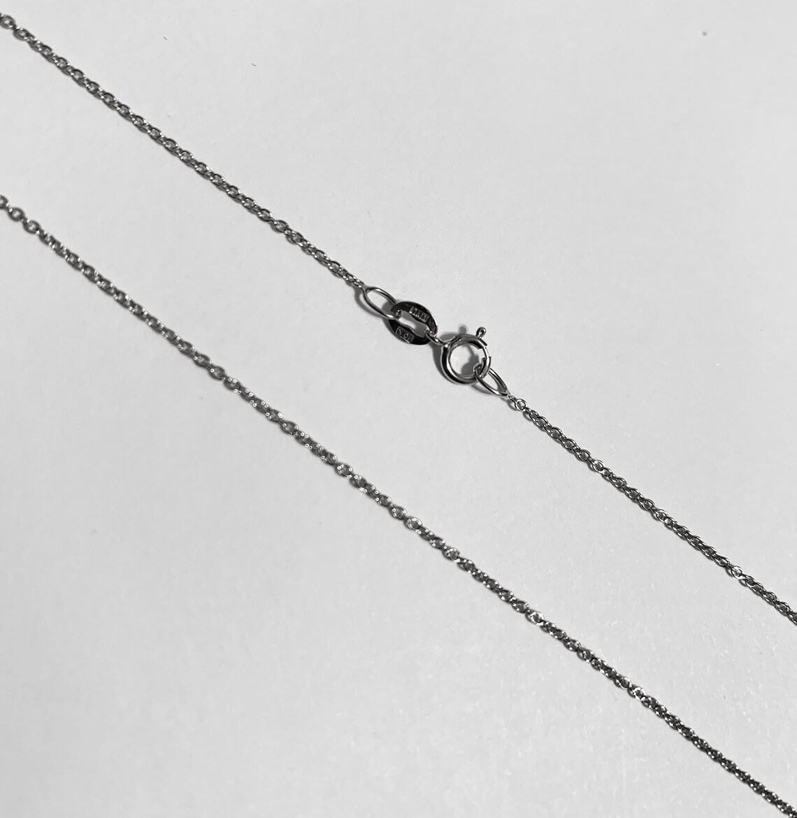 18k Solid White Gold Italian Cable Chain up to 24"inch(1mm,1.5mm,2mm ...