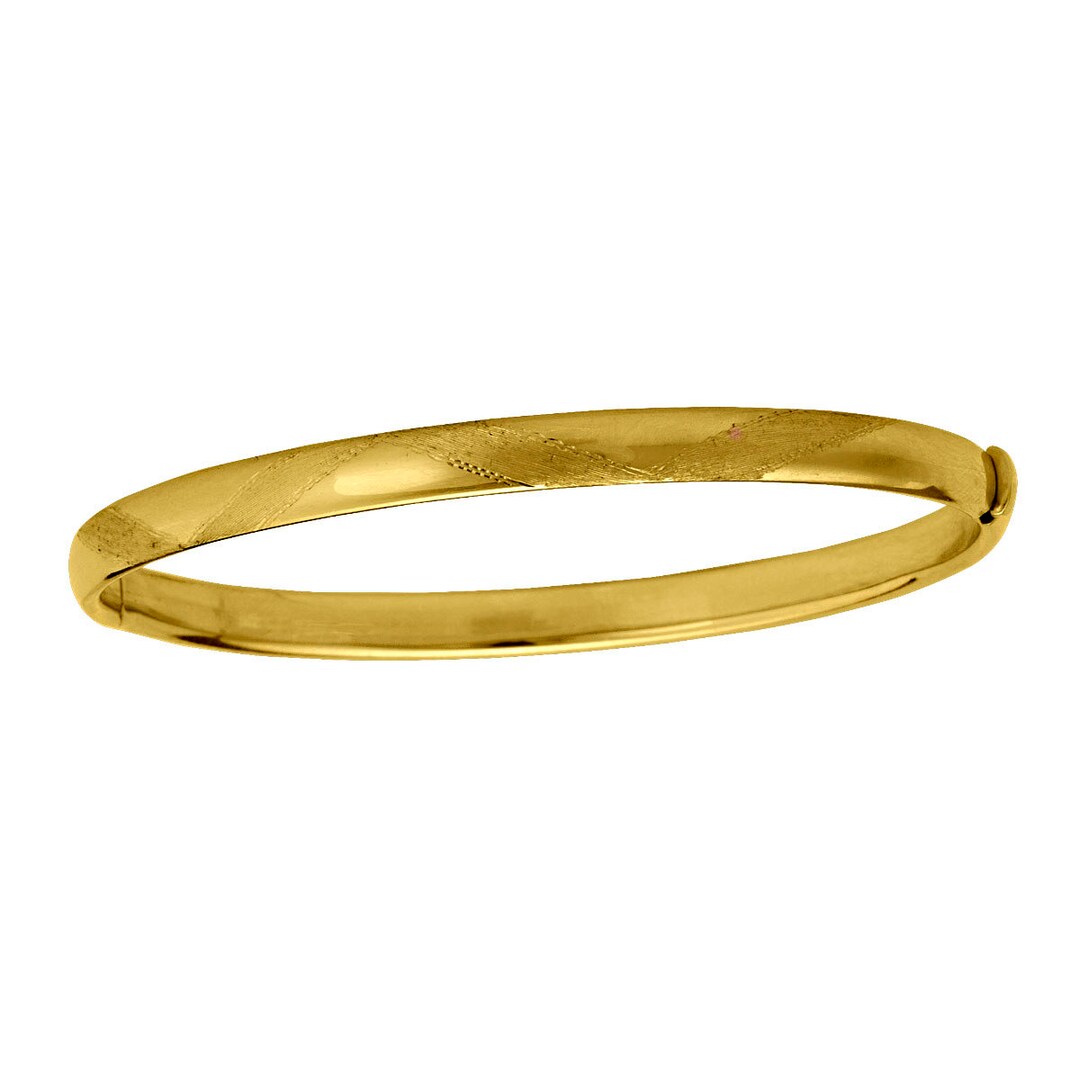 18k Solid Yellow Gold5mm Thickstackable Hinged Bangle/size 7inch ...