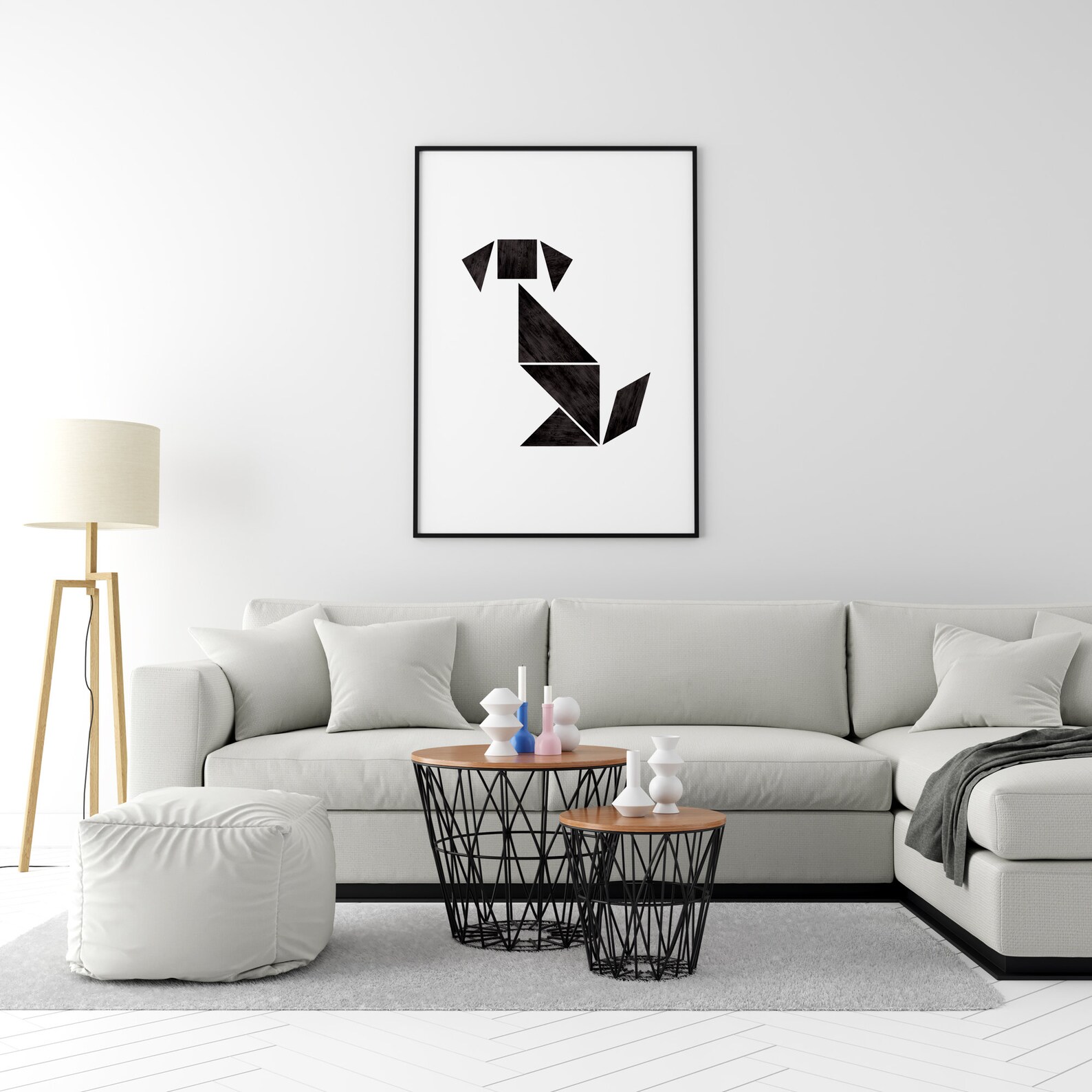 Puppy Tangram Poster, Animal Posters, Dog Poster, Digital Posters, Wall ...