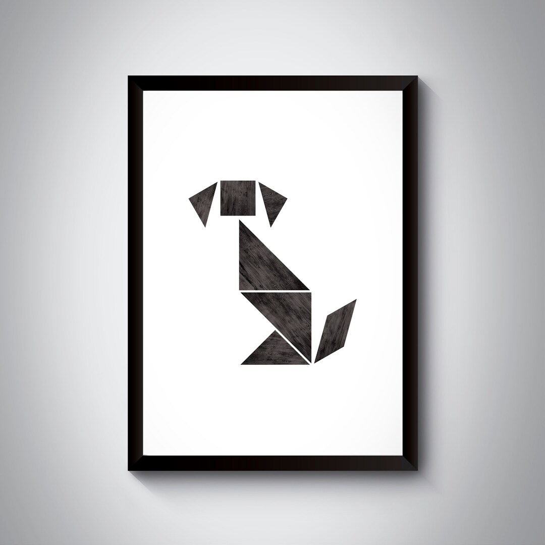 Puppy Tangram Poster, Animal Posters, Dog Poster, Digital Posters, Wall ...