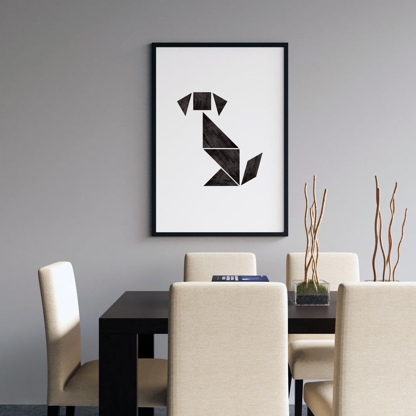 Puppy Tangram Poster, Animal Posters, Dog Poster, Digital Posters, Wall ...