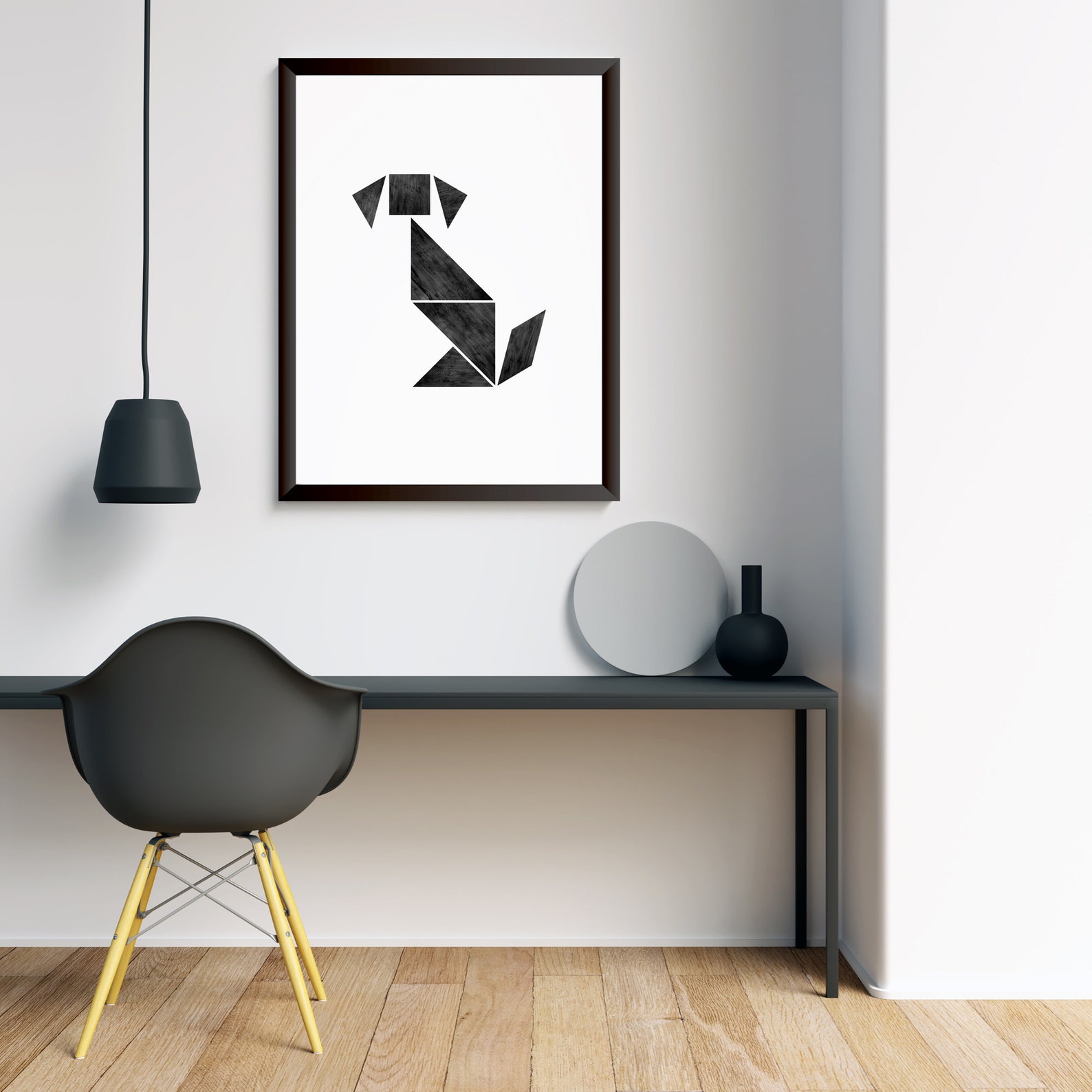 Puppy Tangram Poster, Animal Posters, Dog Poster, Digital Posters, Wall ...