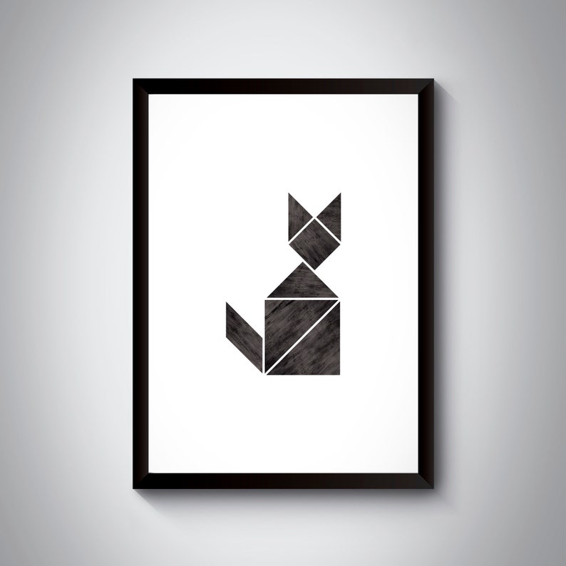 Cat Tangram Poster, Animal Posters, Digital Poster, Digital Posters ...