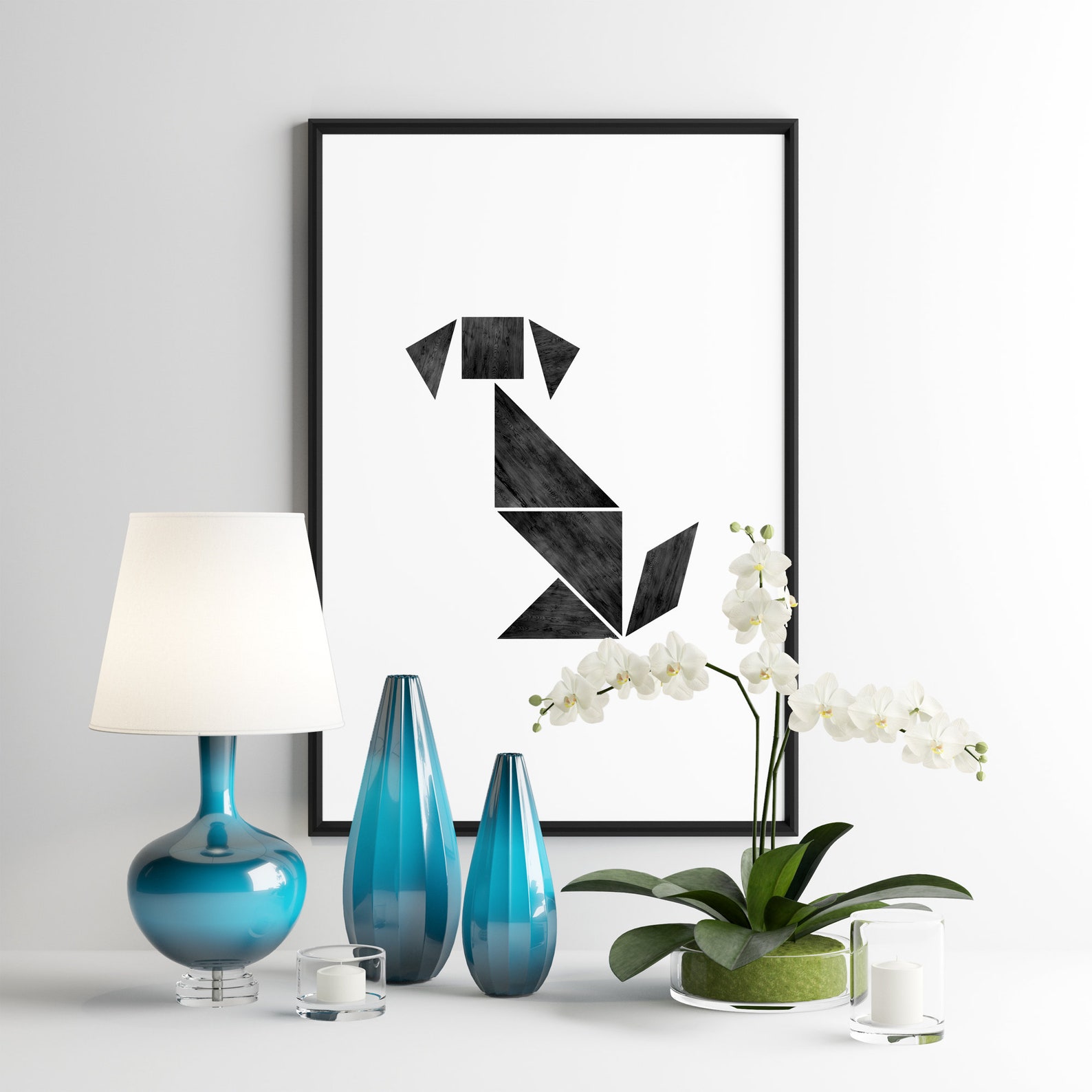 Puppy Tangram Poster, Animal Posters, Dog Poster, Digital Posters, Wall ...