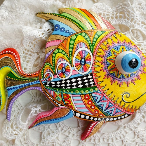 Fish Wall Art. Polymer Clay Fish Wall Hanging in Talavera - Etsy