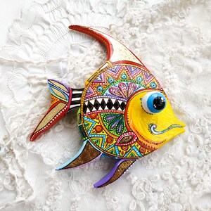 Handmade Fish Artwork. Air Dry Clay Fish Wall Sculpture in Mexico Folk ...