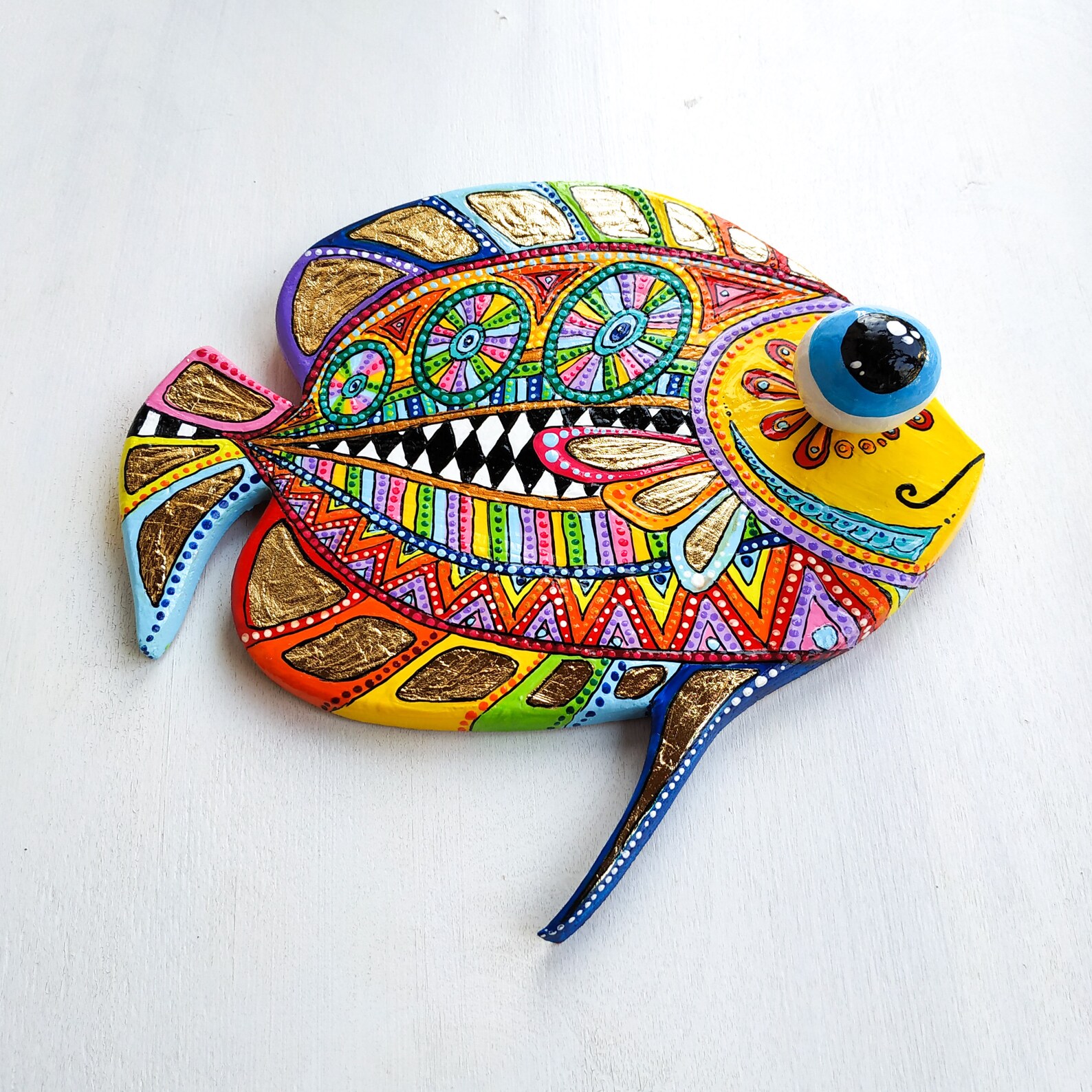 Handmade 4 Fish Artwork. Air Dry Clay Fish Wall Sculpture in - Etsy