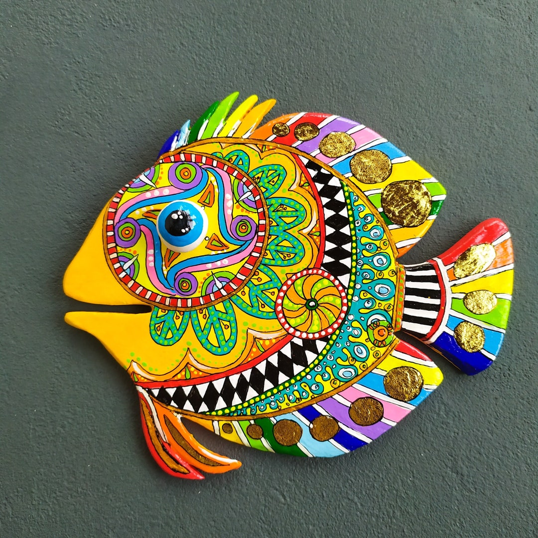 Fish Artwork. Funky Fish Family. Tropical Fish Wall Hanging in Mexican ...