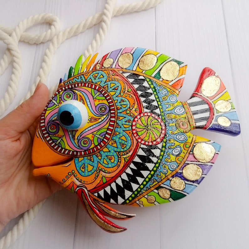 Polymer Clay Fish Wall Art in Talavera Pottery Style. Tropical | Etsy