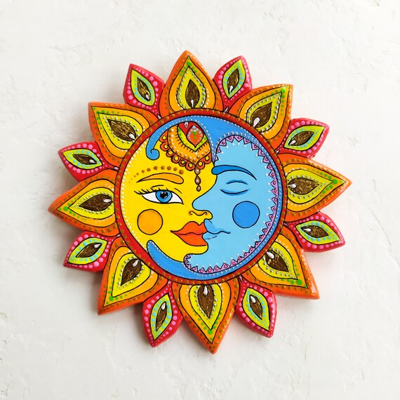 Bright Wall Art. Sun and Moon Wall Art. Moon Phases Wall - Etsy