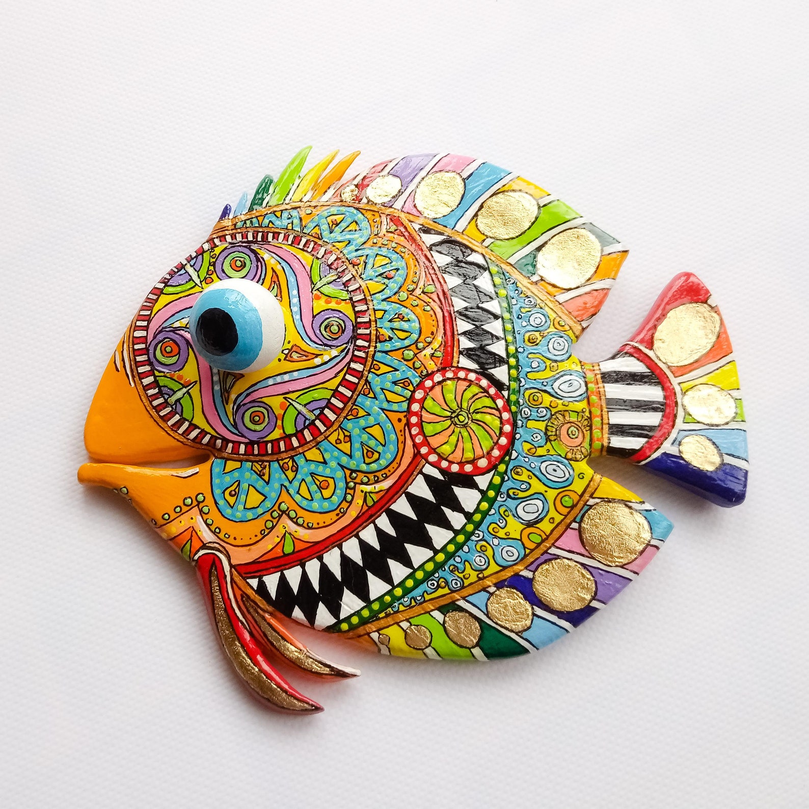 Polymer Clay Fish Wall Art in Talavera Pottery Style. Tropical | Etsy