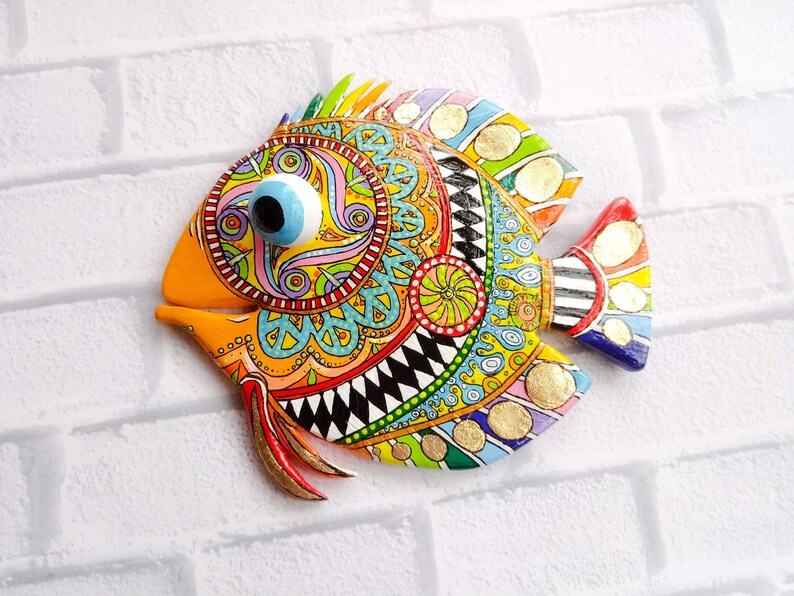 Polymer Clay Fish Wall Art in Talavera Pottery Style. Tropical - Etsy