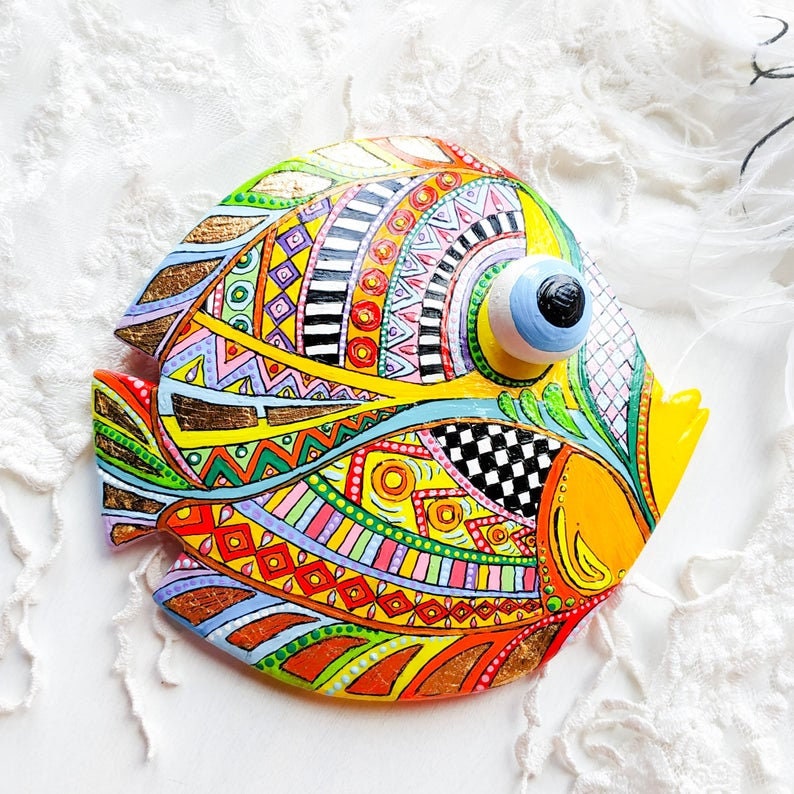 Handmade Fish Artwork in Talavera Style. 3 Sealife Polymer - Etsy