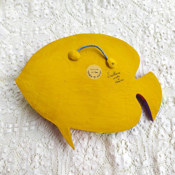 Set of 3 Polymer clay fish wall art in Talavera pottery style Hawaiian ...