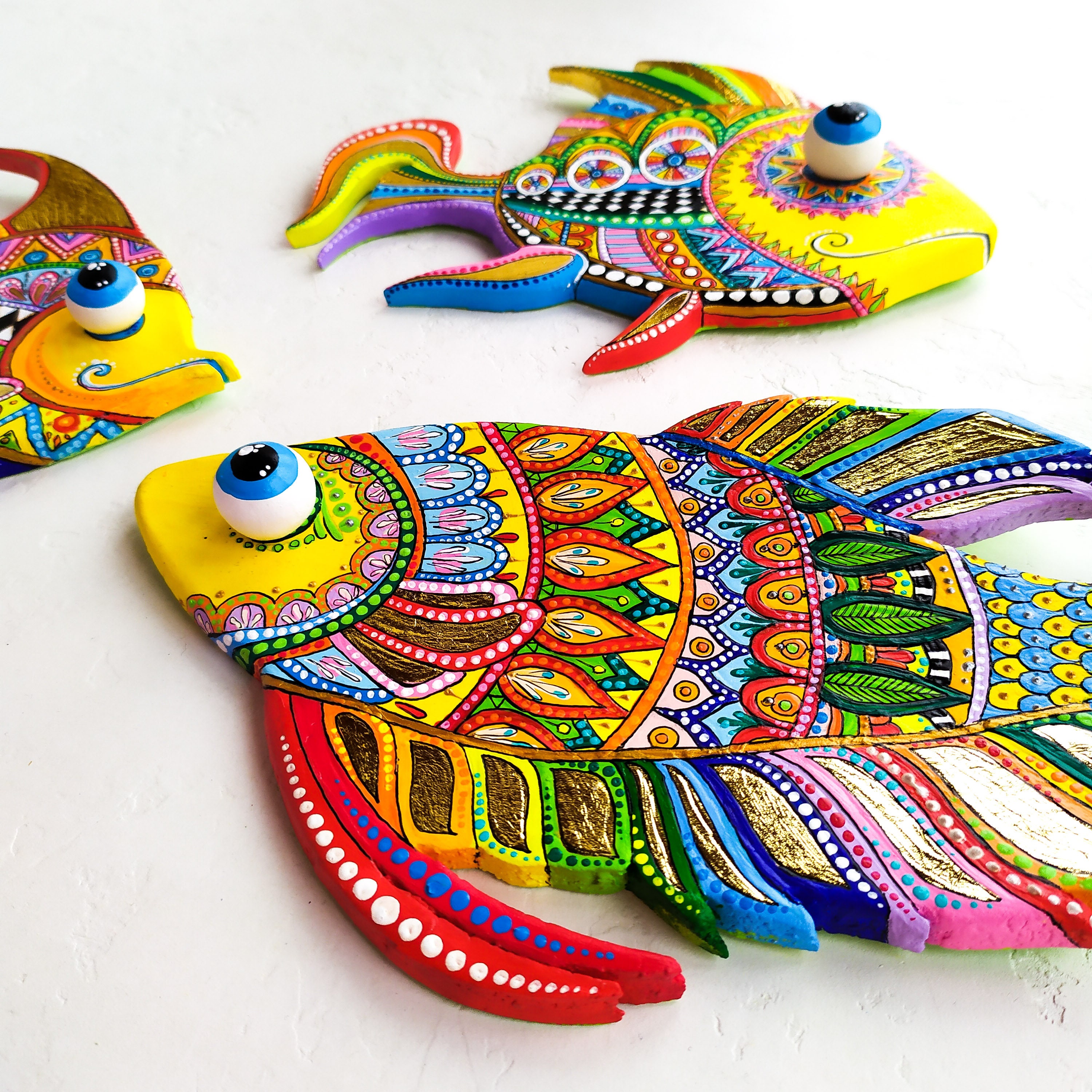 3 Ocean Fish Wall Hanging. Marine Life Wall Art. Polymer Clay - Etsy