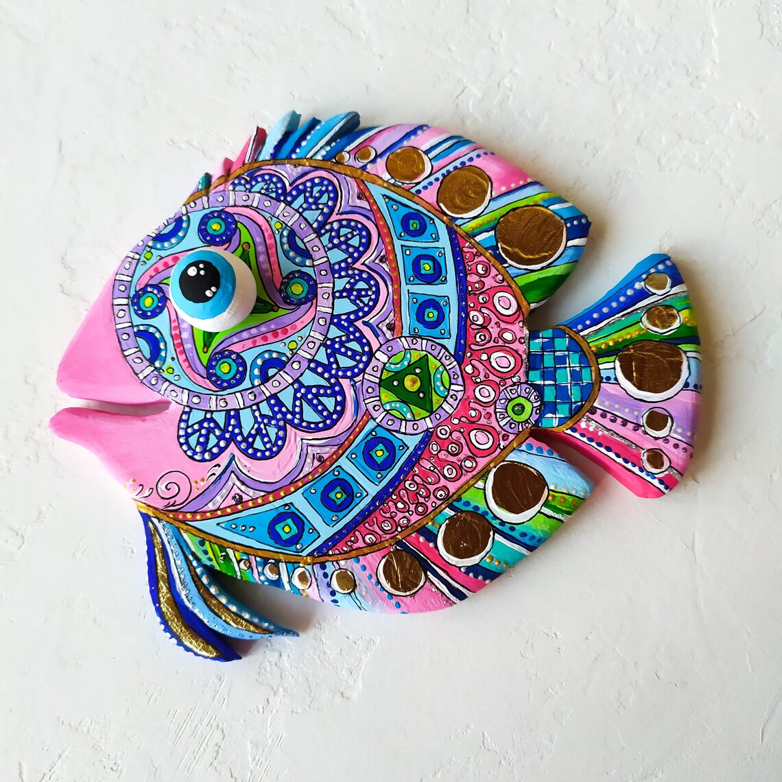 Handmade Fish Artwork. Funky Fish Family. Tropical Fish Wall - Etsy