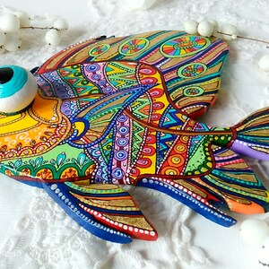 Fish Wall Handing in Mexican Folk Art Style. Polymer Clay Fish Wall Art ...