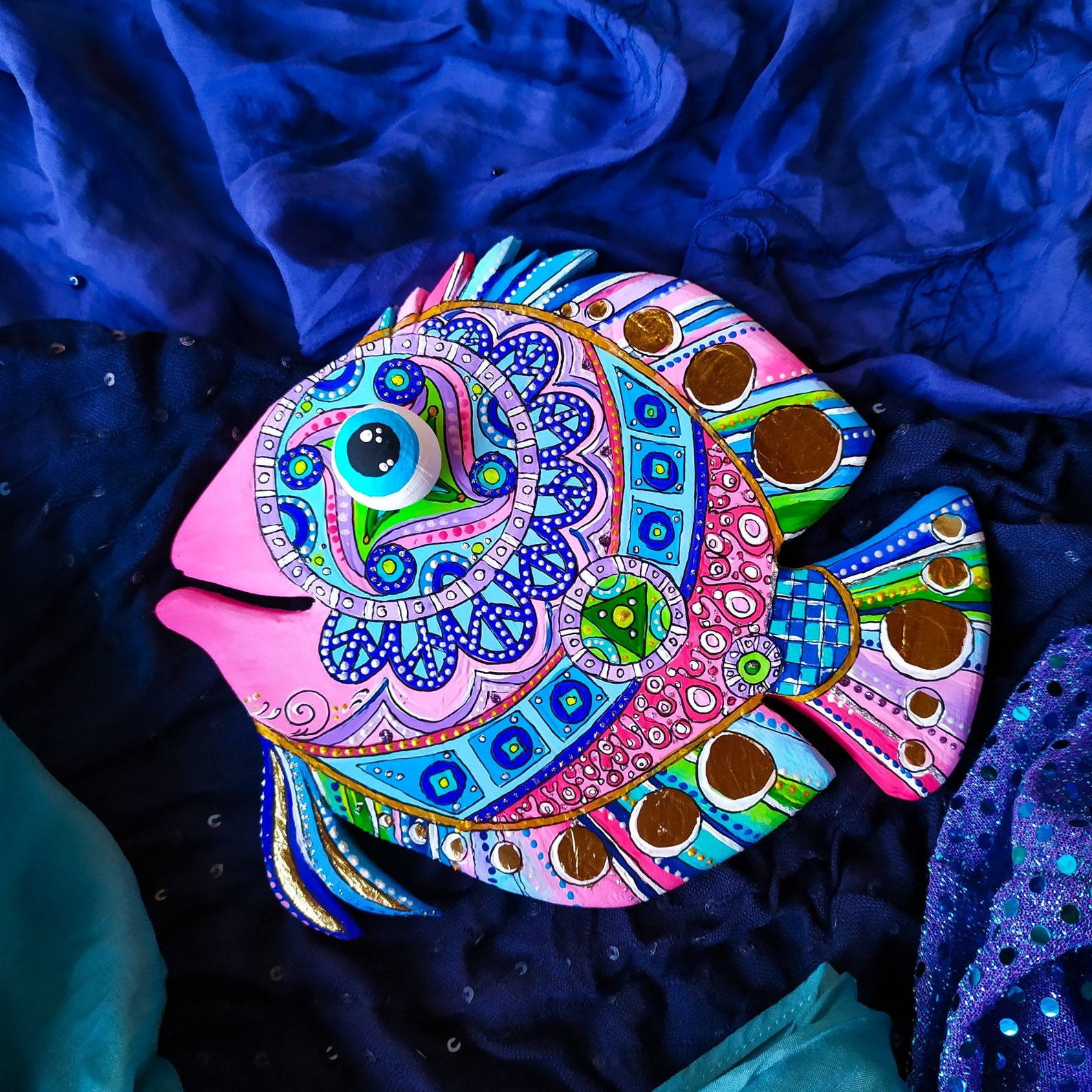 Handmade Fish Artwork. Funky Fish Family. Tropical Fish Wall - Etsy