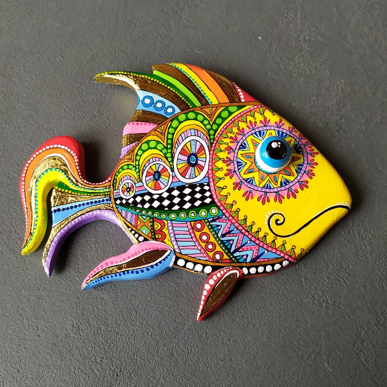 Handmade 4 Fish Artwork. Air Dry Clay Fish Wall Sculpture in - Etsy