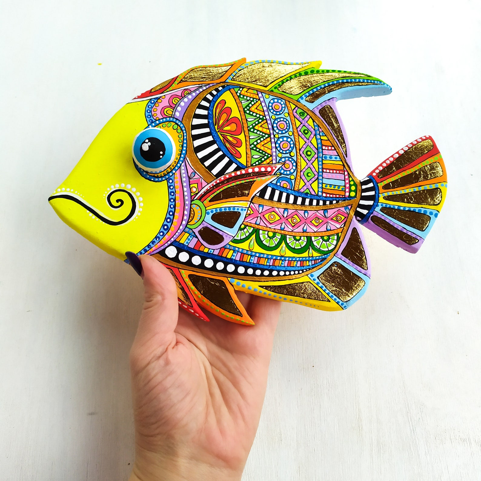 Handmade Fish Artwork. Air Dry Clay Fish Wall Sculpture in | Etsy