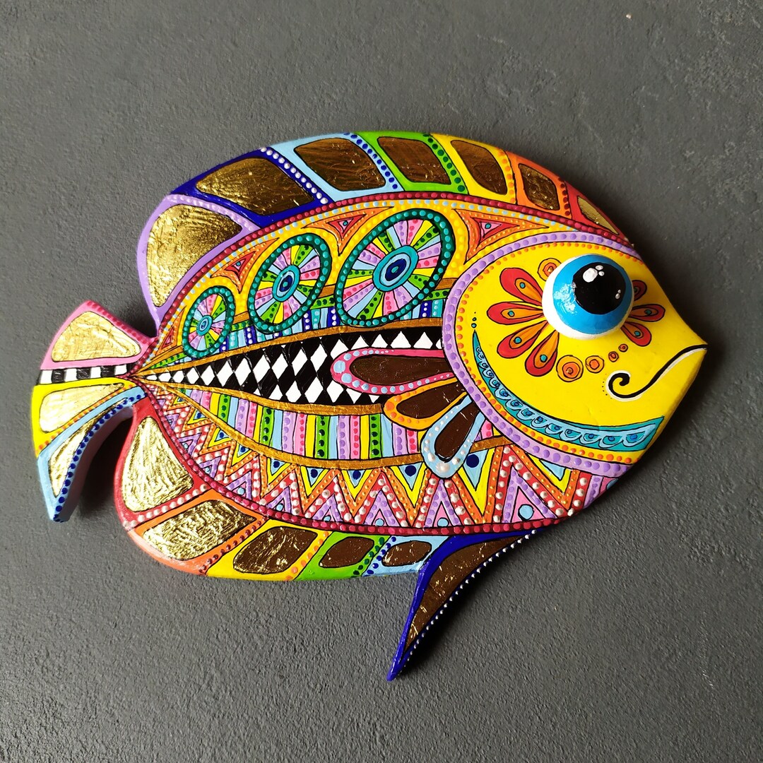 Handmade Fish Artwork. Air Dry Clay Fish Wall Sculpture in Talavera ...