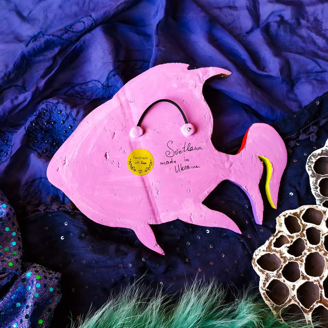 Handmade Fish Artwork. Polymer Clay Fish Wall Sculpture in | Etsy