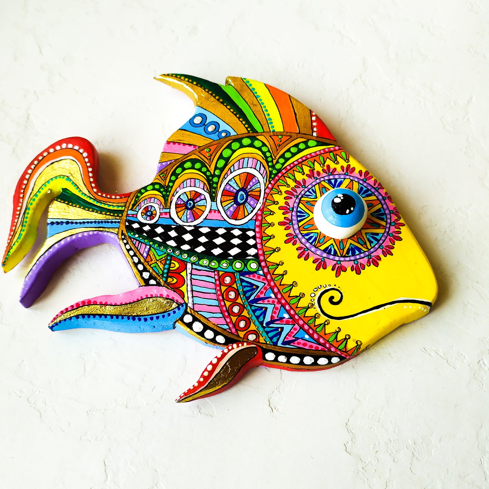 Handmade Fish Artwork. Polymer Clay Fish Wall Sculpture in | Etsy