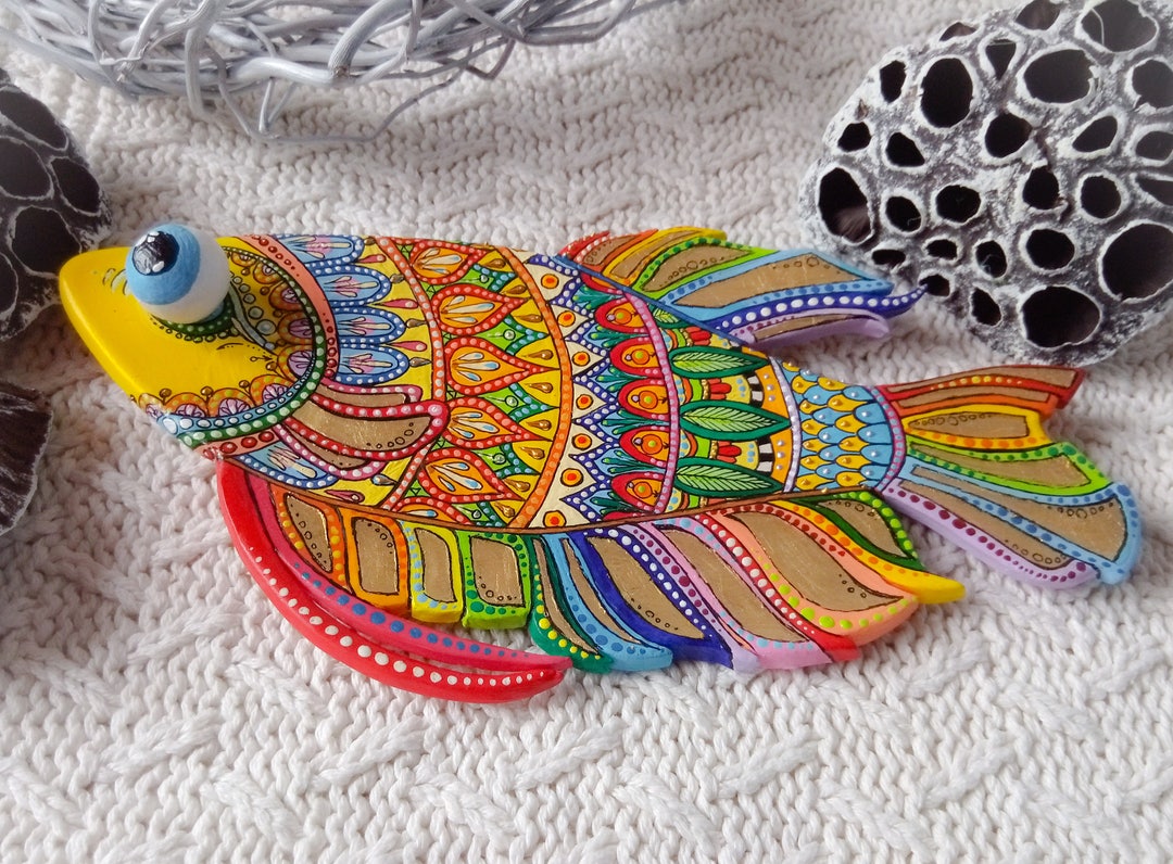 Handmade Aquarium Fish Art. Air Dry Clay Fish Wall Art in Talavera ...