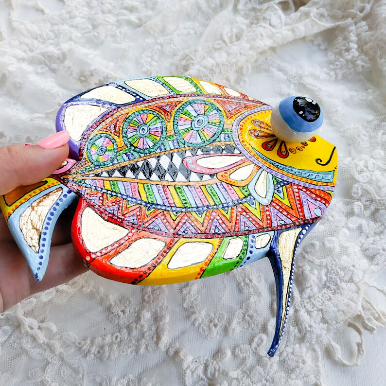 Handmade 4 Fish Artwork. Air Dry Clay Fish Wall Sculpture in - Etsy