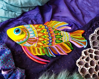 Handmade 4 Fish Artwork. Air Dry Clay Fish Wall Sculpture in | Etsy