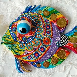 Handmade 4 Fish Artwork. Air Dry Clay Fish Wall Sculpture in - Etsy