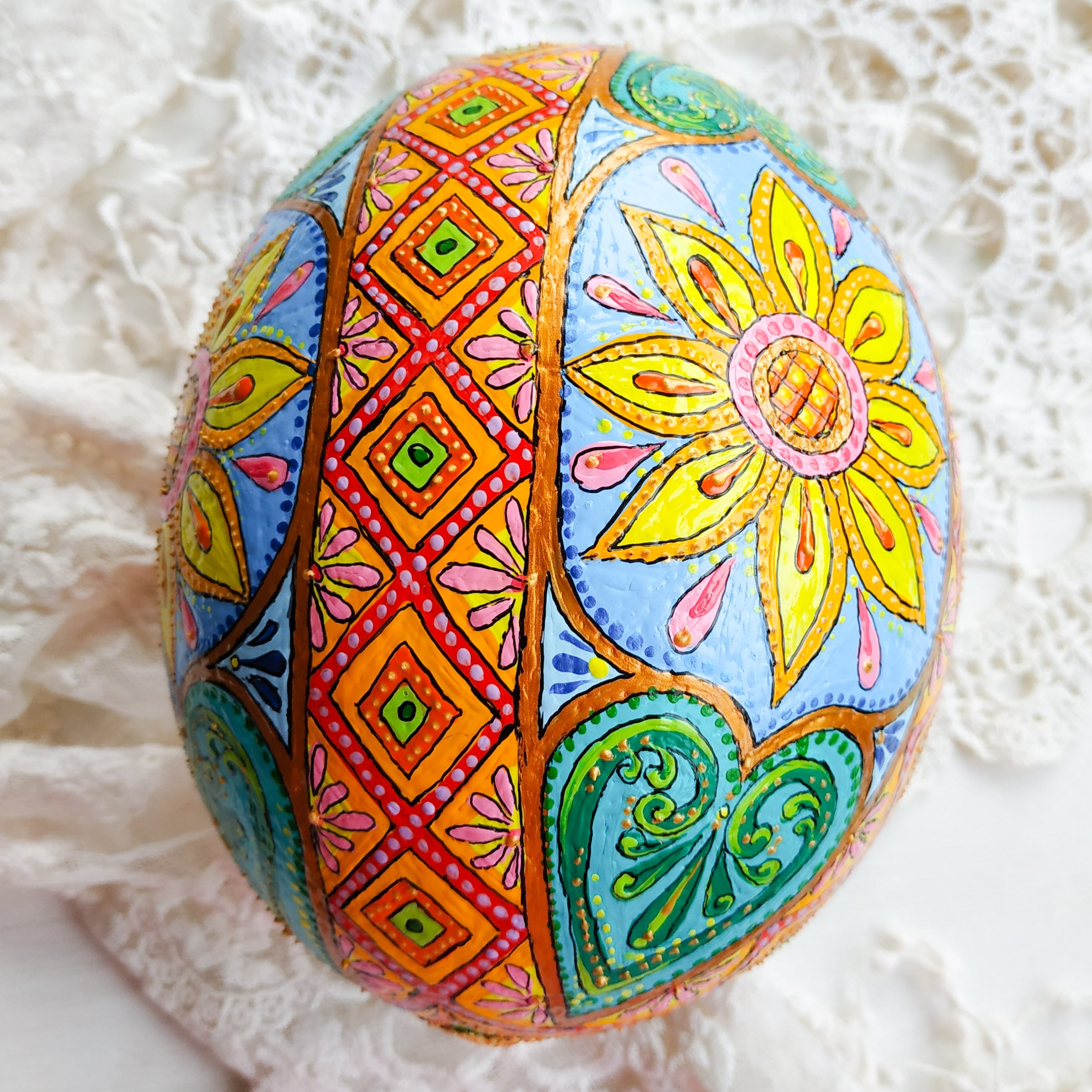 Hand Painted Ostrich Pysanka Ukrainian Egg Sunflower Pysanky - Etsy