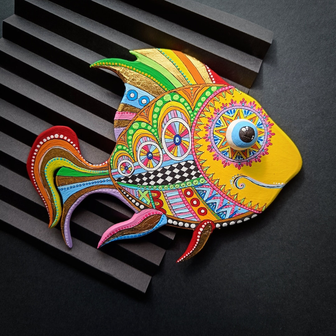 Handmade Ocean Fish Wall Hanging. Colorful School of Fish Wall Art ...