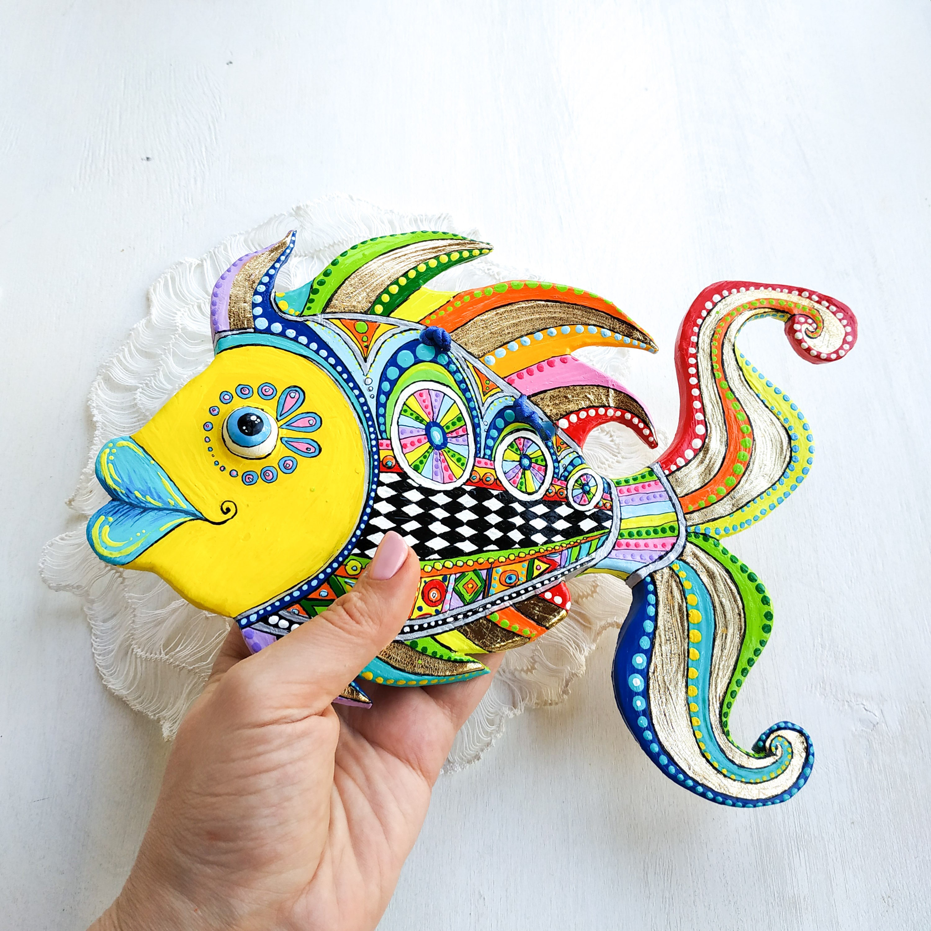 Fish wall art. Polymer clay fish wall hanging in Talavera | Etsy