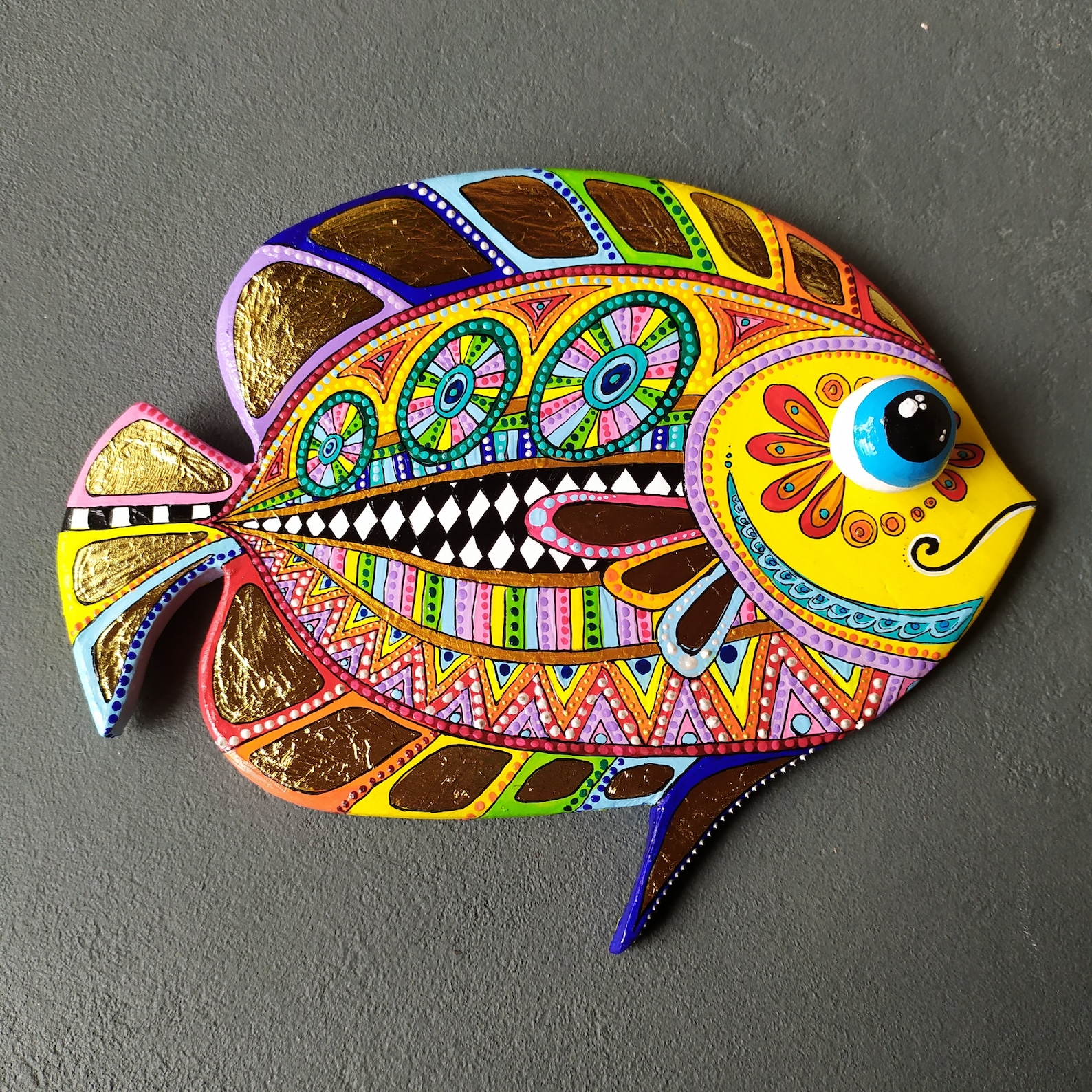 Handmade 4 Fish Artwork. Air Dry Clay Fish Wall Sculpture in - Etsy