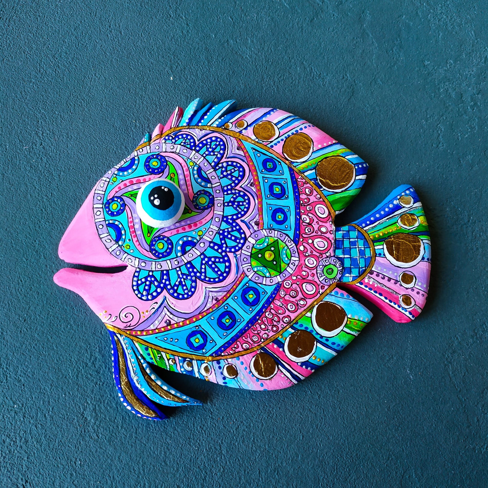 Handmade Fish Artwork. Funky Fish Family. Tropical Fish Wall - Etsy
