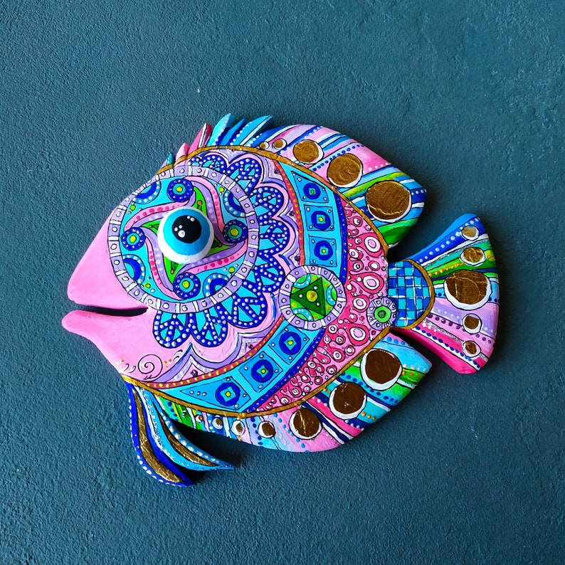 Handmade Fish Artwork. Funky Fish Family. Tropical Fish Wall - Etsy