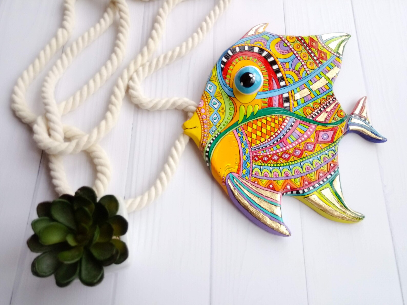Handmade Fish Artwork in Talavera Style. 3 Sealife Polymer - Etsy