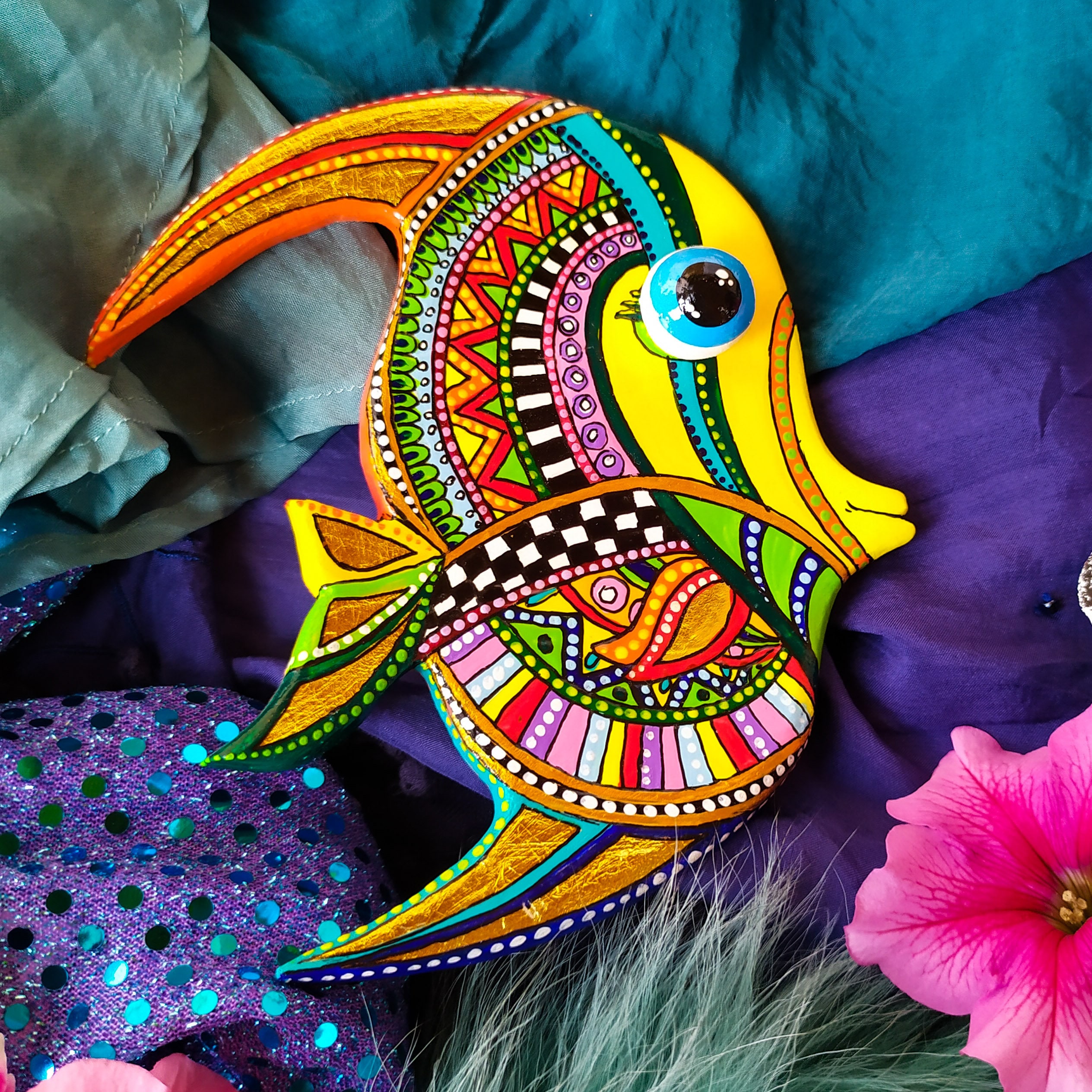 Handmade Fish Artwork. 2 Polymer Clay Fish Wall Sculpture in - Etsy