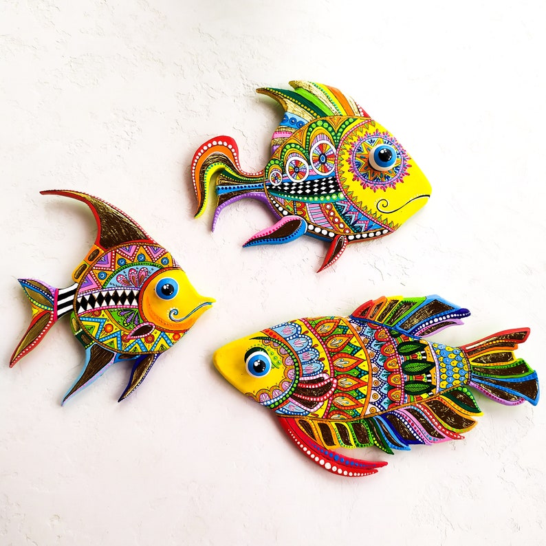3 Ocean Fish Wall Hanging. Marine Life Wall Art. Polymer Clay - Etsy