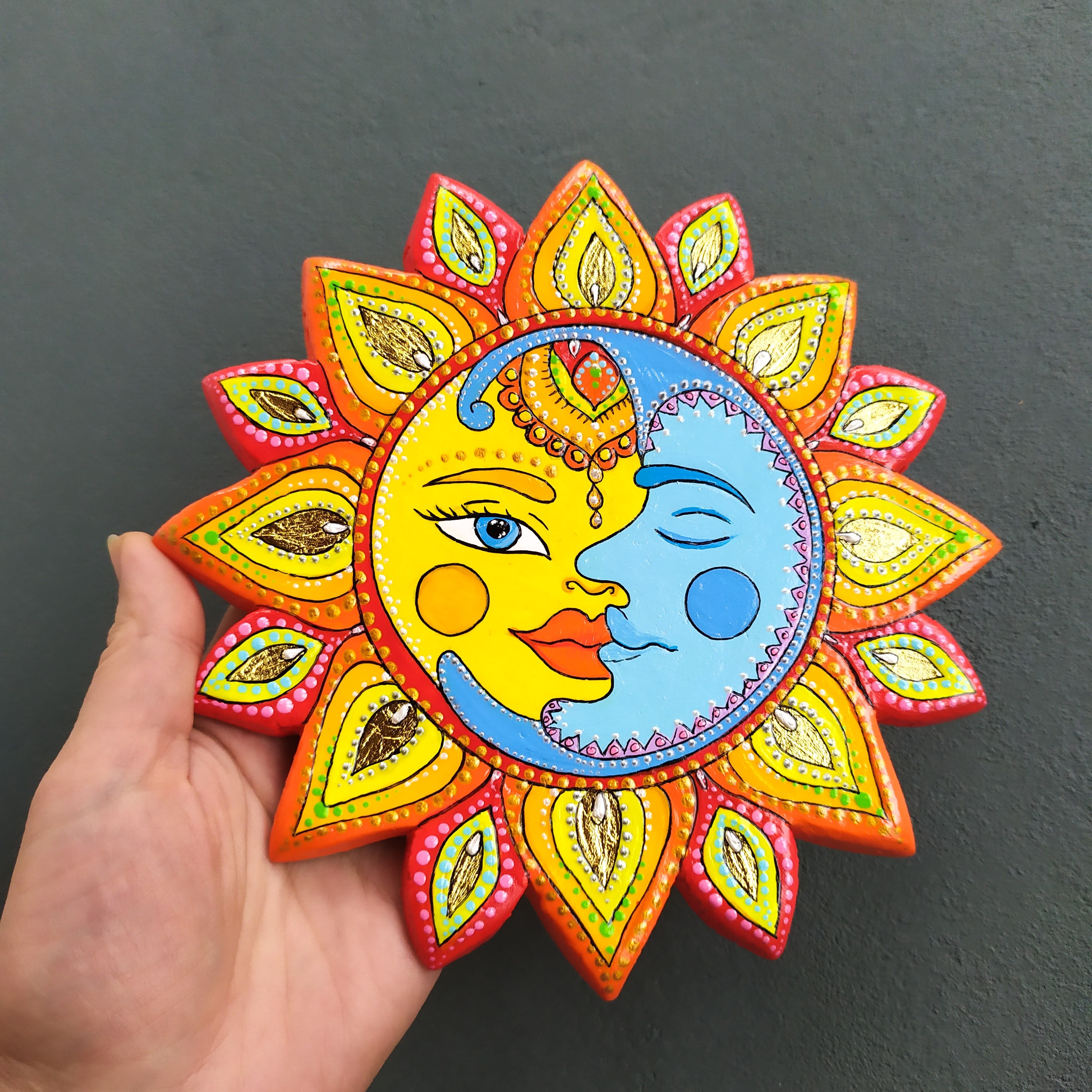 Sun and Moon wall art. Talavera pottery wall hanging in Mexico | Etsy