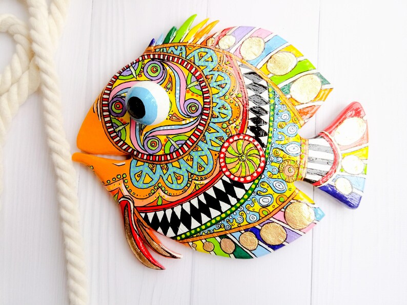 Polymer Clay Fish Wall Art in Talavera Pottery Style. Tropical | Etsy