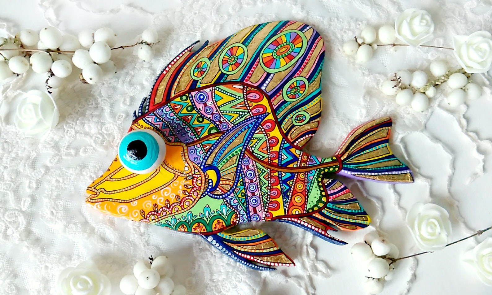 Fish Wall Handing in Mexican Folk Art Style. Polymer Clay Fish - Etsy