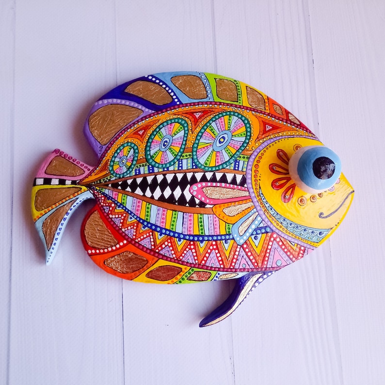 Fish Wall Hanging in Talavera Pottery Style. Tropical Fish | Etsy