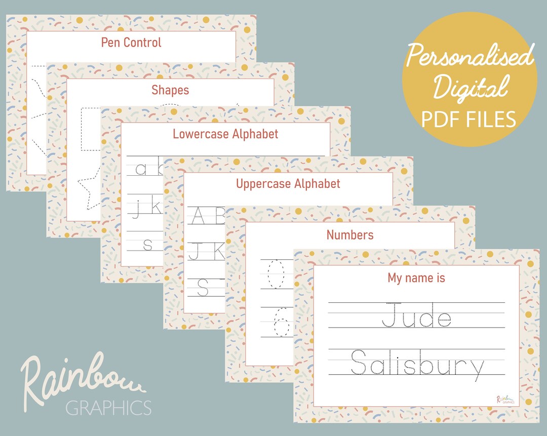 Letter Tracing, Name, Alphabet, Number & Shape, Writing Mats ...