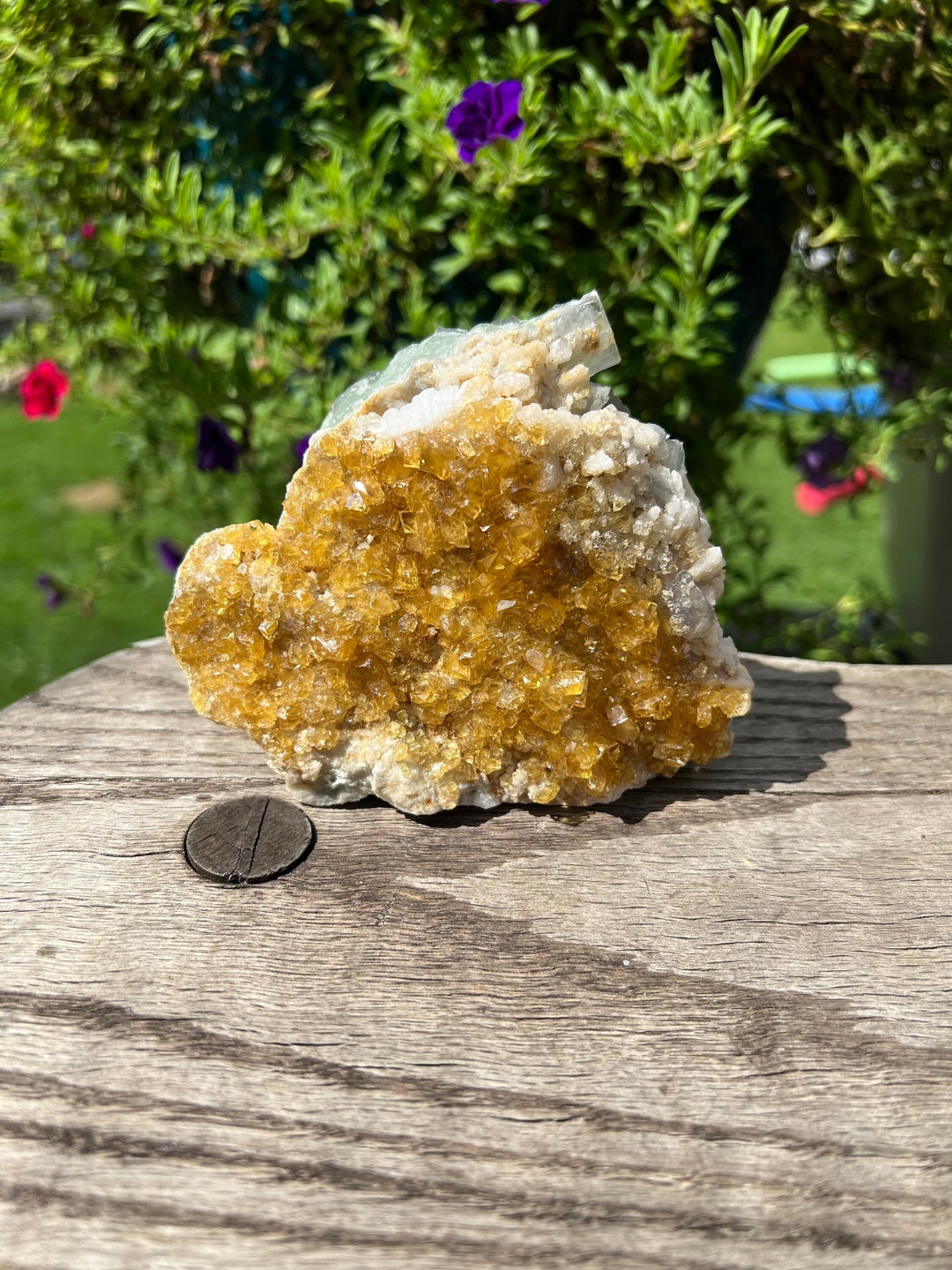 Gem Barite Crystal - Green Fluorite Crystal - One Side Fluorite One ...