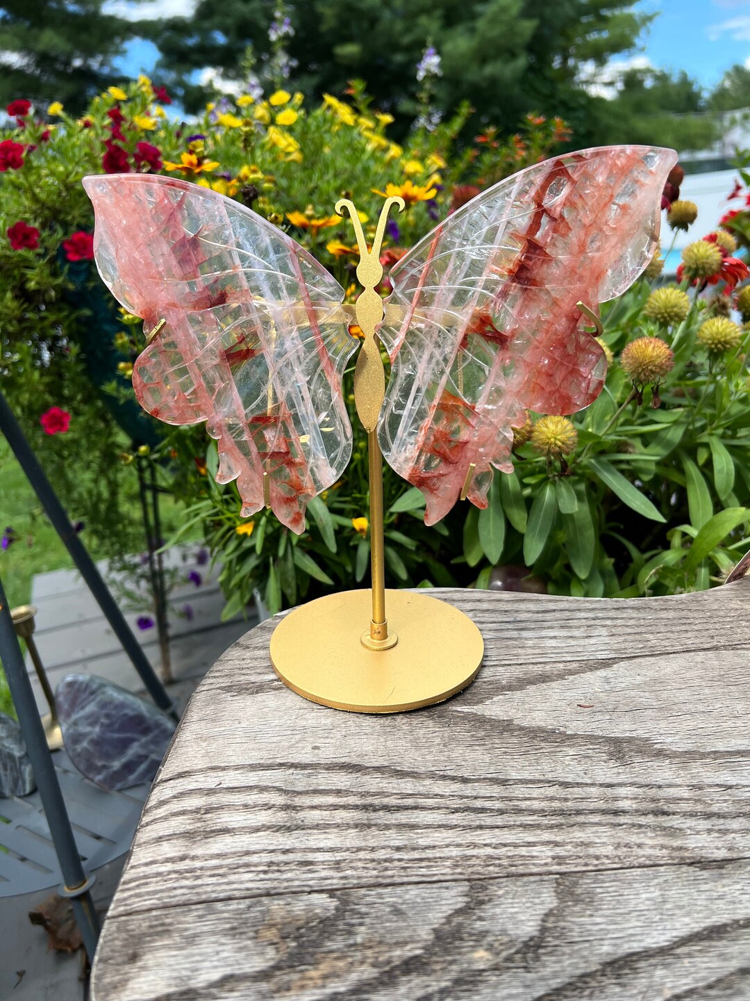 Fire Quartz Crystal Butterfly With Stand - High Grade Fire Quartz ...