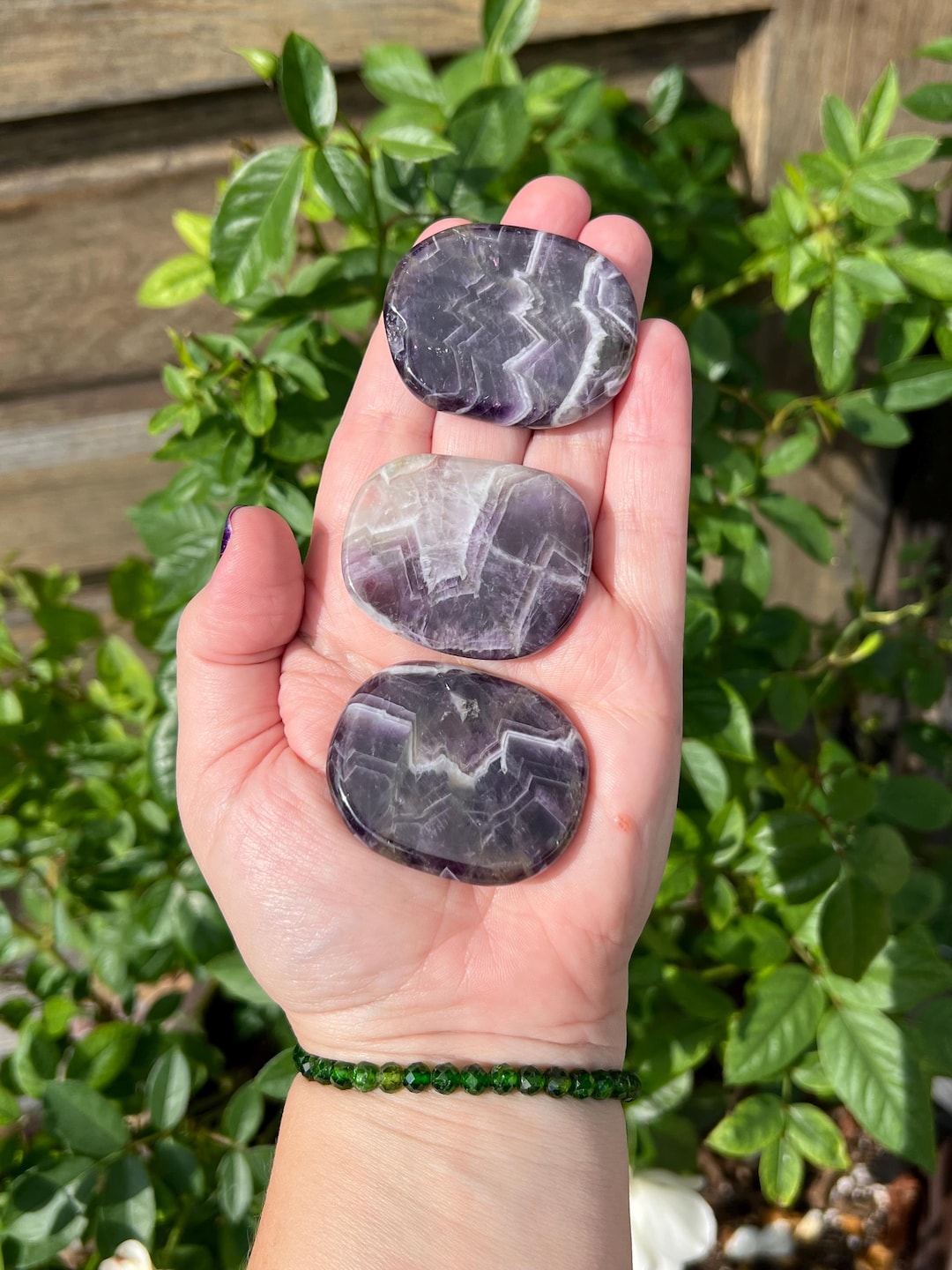 Amethyst Worry Stone - One Crystal Flat Disk - Slab Natural Stone ...