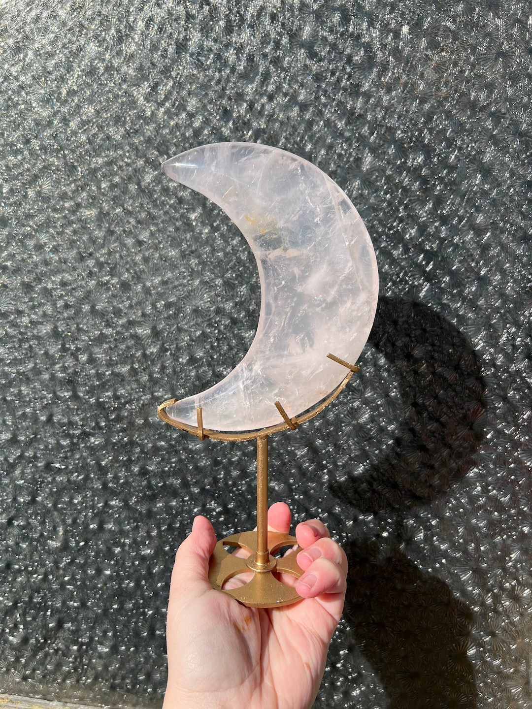 Rose Quartz Crescent Moon - Gemmy Rose Quartz Moon - Rose Quartz ...